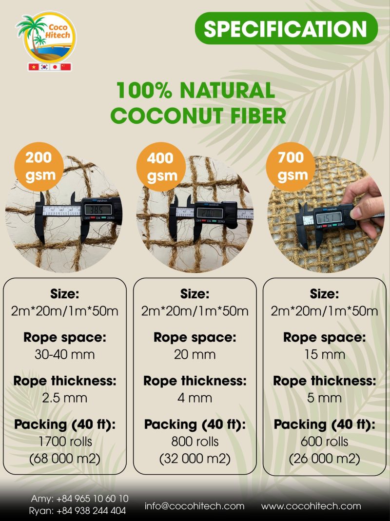 TYPE OF EROSION COIR NET MADE BY COCO HITECH - COCO HITECH