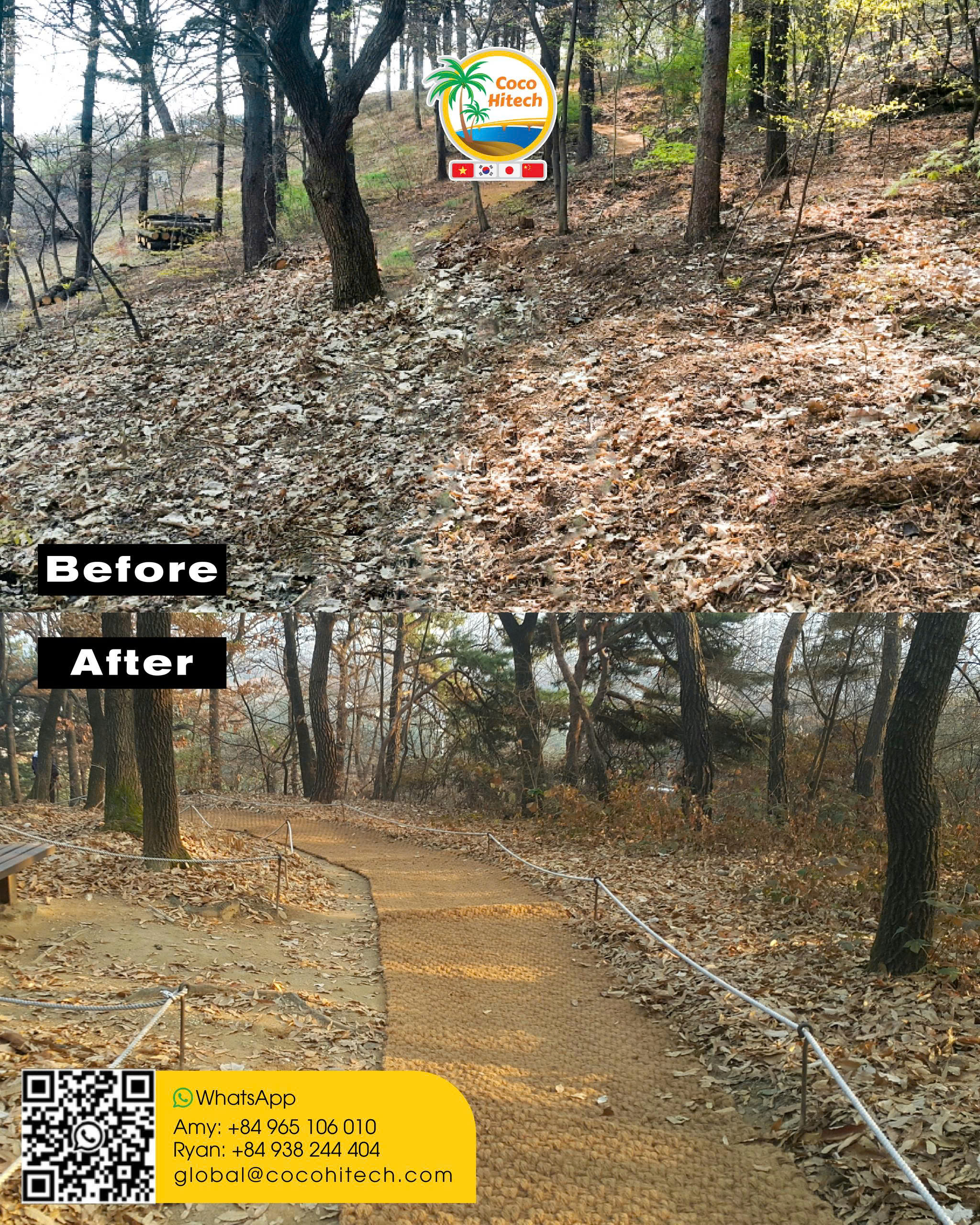 BEFORE AND AFTER USING COIR MAT FOR SOIL PROTECTION - COCO HITECH