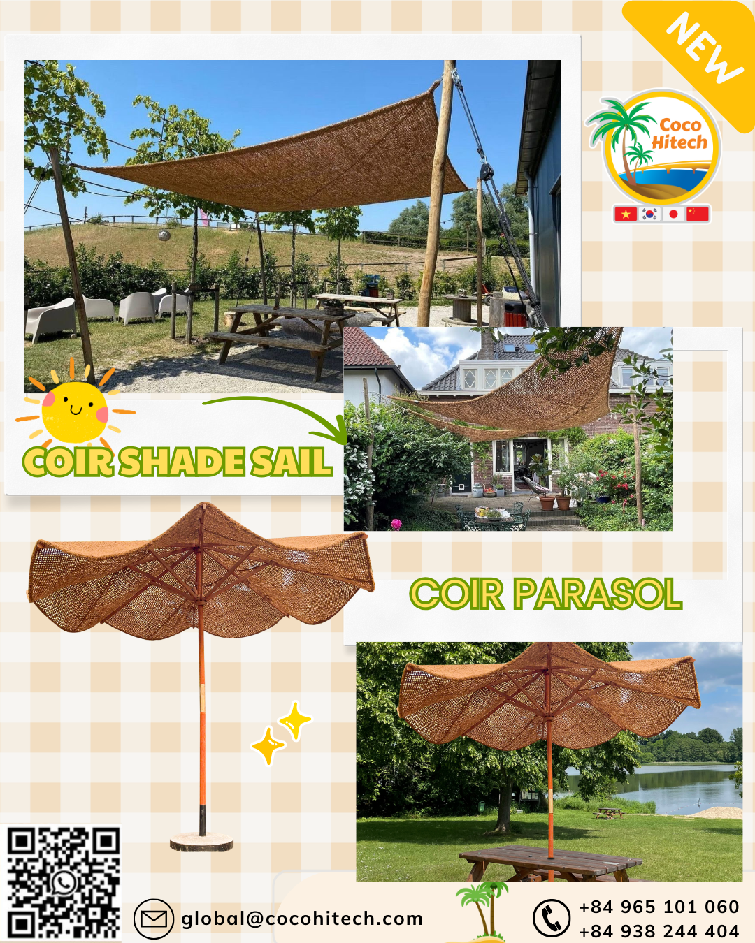 COIR FIBER SHADE SAIL - COIR PARASOL - COCO HITECH