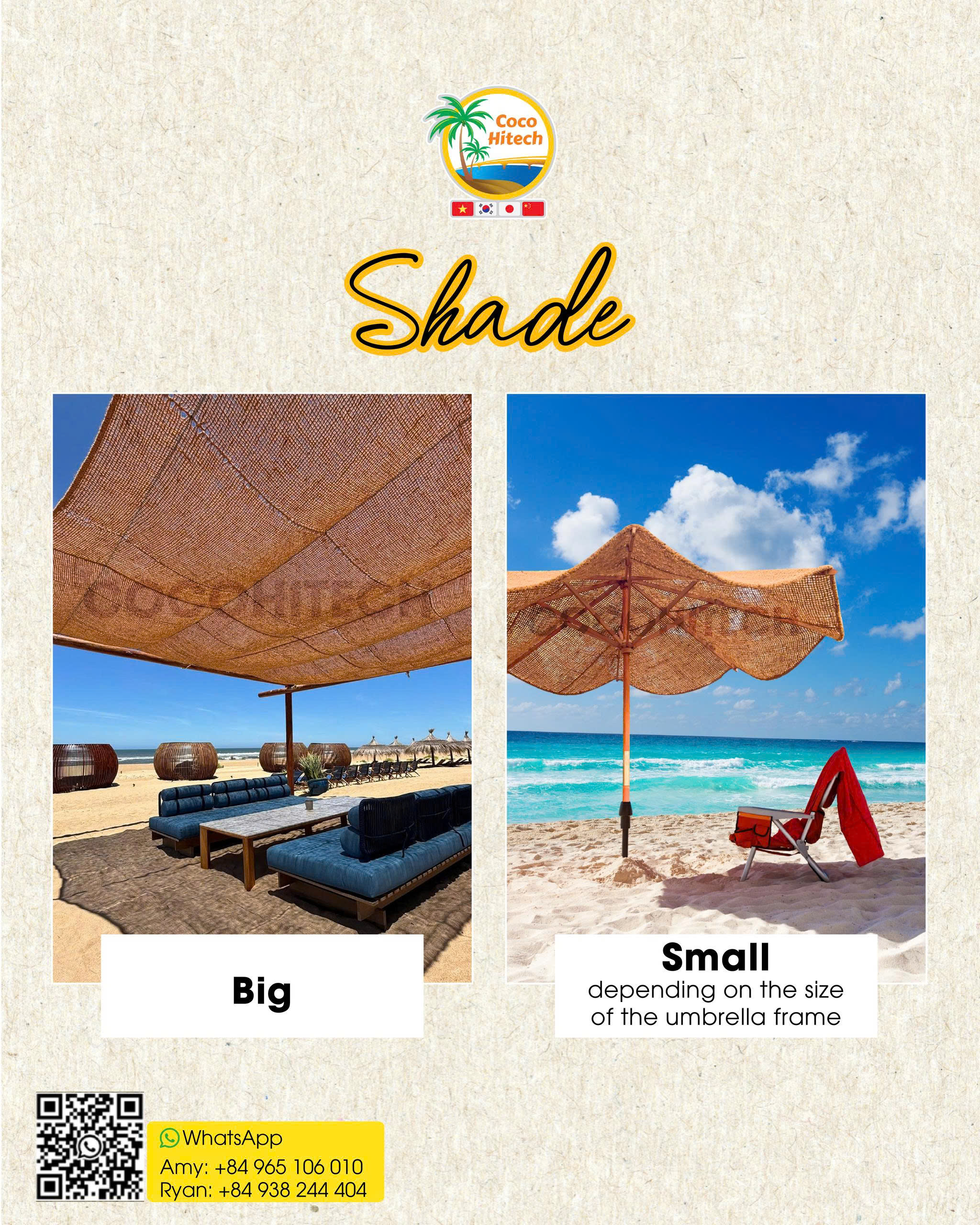 COIR FIBER SHADE SAIL - COIR PARASOL - COCO HITECH
